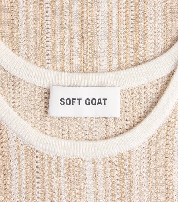 Soft Goat Silk-cashmere Textured Stripe Tank Top