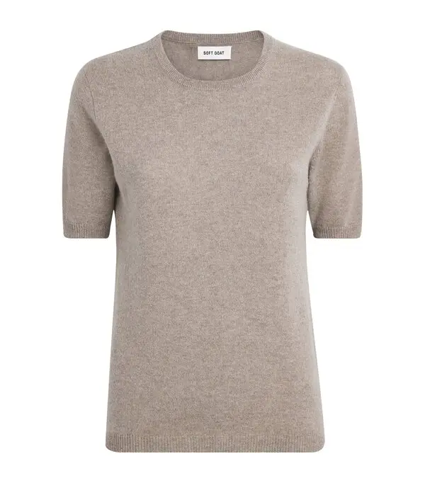 Soft Goat Cashmere Short-sleeve Sweater - Grey