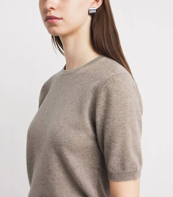 Soft Goat Cashmere Short-sleeve Sweater - Grey