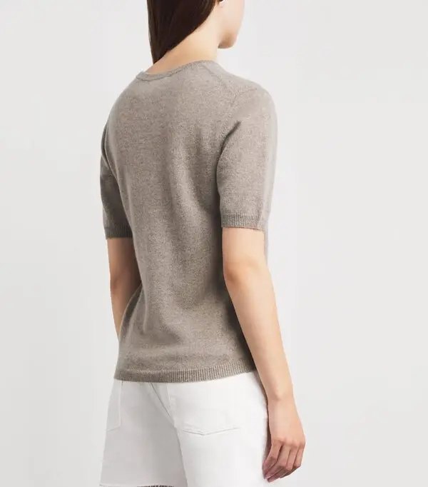 Soft Goat Cashmere Short-sleeve Sweater - Grey