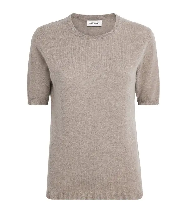 Soft Goat Cashmere Short-sleeve Sweater - Grey