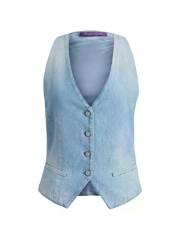 Ralph Lauren Clarissa Cotton Denim Vest - Blue