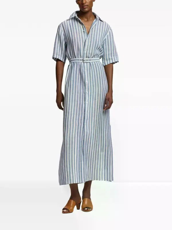 Ralph Lauren Carol Striped Midi Dress - Blue