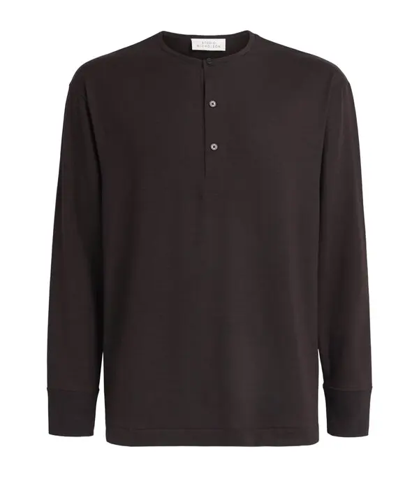 Studio Nicholson Wool Henley T-shirt - Black
