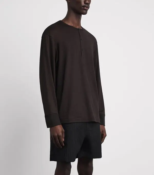 Studio Nicholson Wool Henley T-shirt - Black