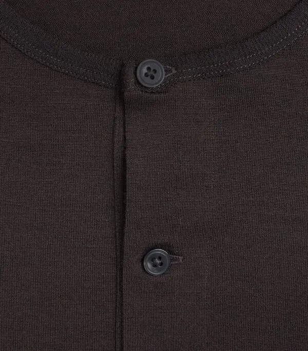 Studio Nicholson Wool Henley T-shirt - Black