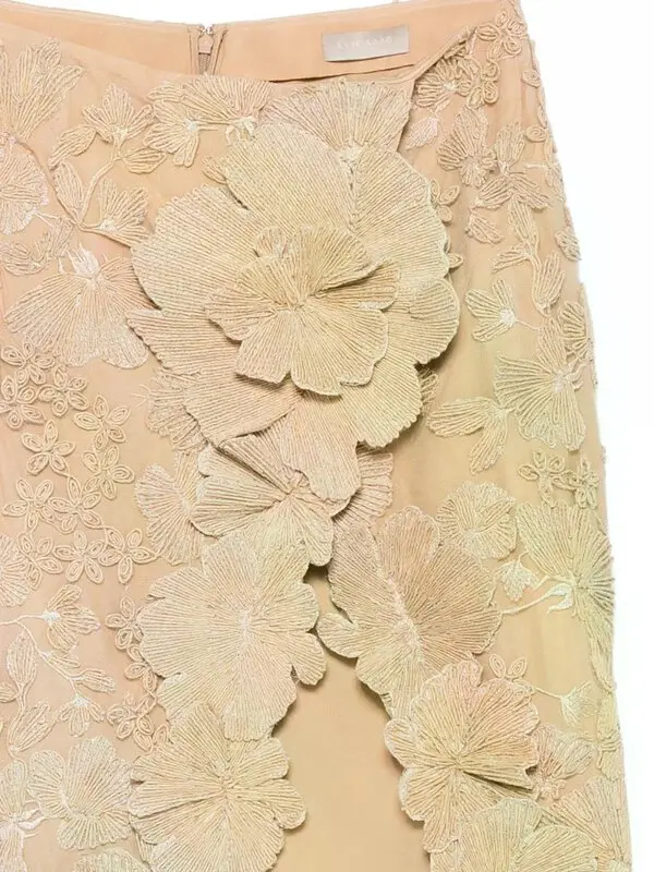 Elie Saab Floral Appliqué Midi Skirt