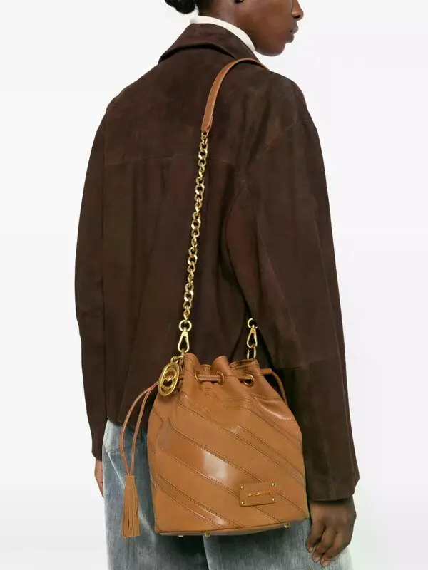 LA CARRIE Diagonal-stripe Bucket Bag