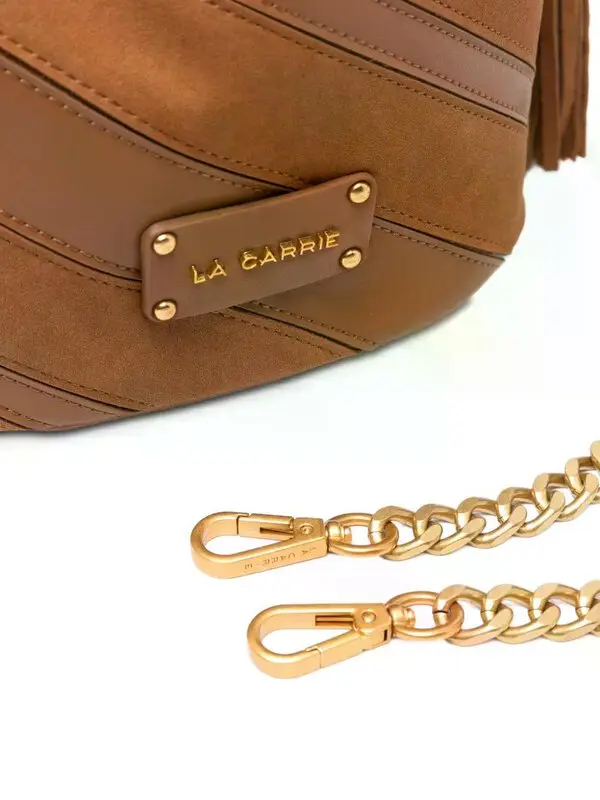 LA CARRIE Diagonal-stripe Bucket Bag