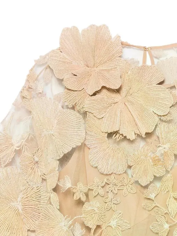 Elie Saab Floral Appliqué Mesh Top