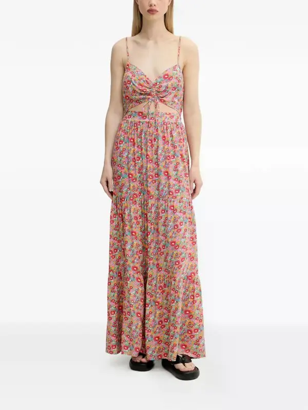 Rip Curl Las Dalias Floral-print Tiered Maxi Dress - Pink
