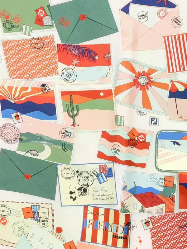 Fendi Ff Logo Postcard-print Scarf