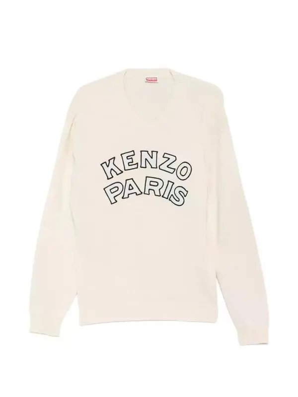 Kenzo Logo-embroidered Sweater - Neutrals