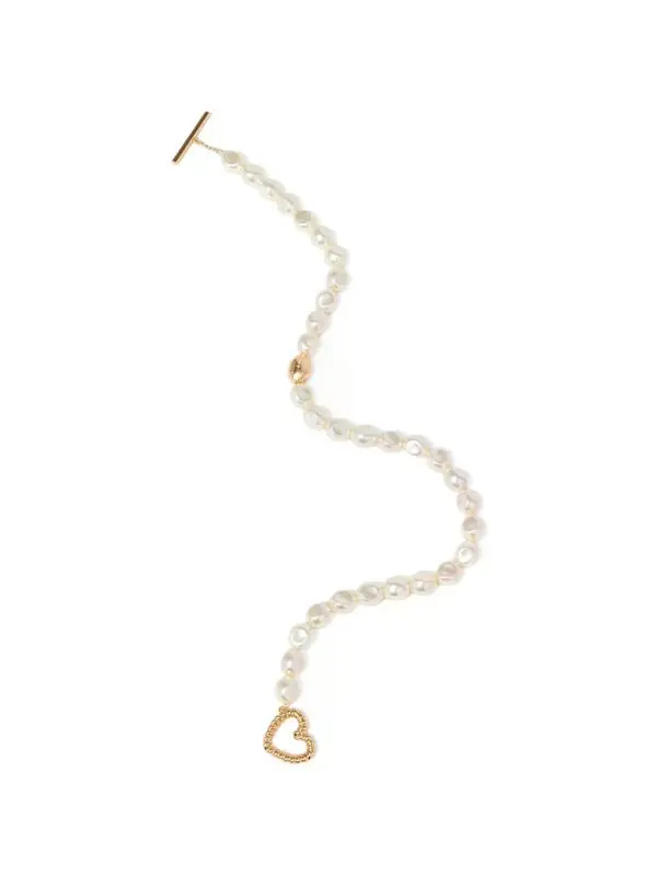 Maje Heart Charm Faux Pearl Necklace
