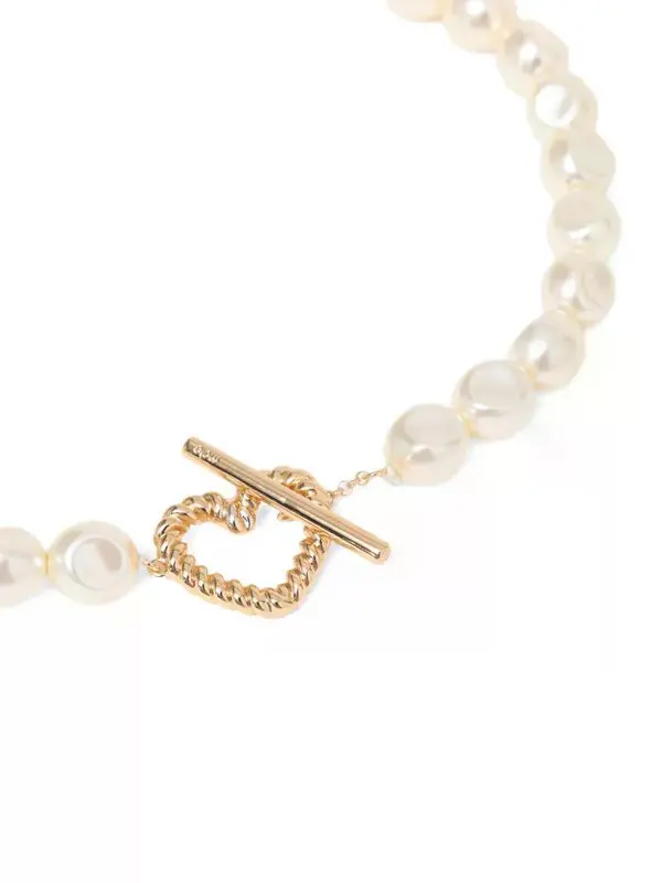 Maje Heart Charm Faux Pearl Necklace