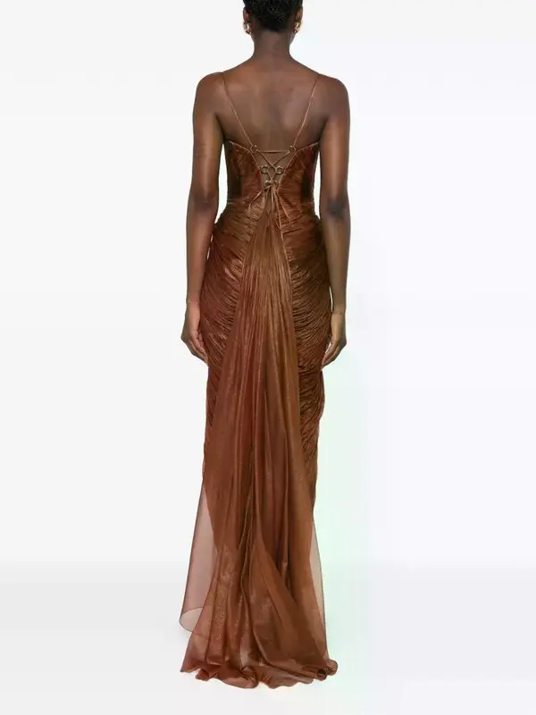 MARIA LUCIA HOHAN Cecilia Corset Maxi Dress - Brown