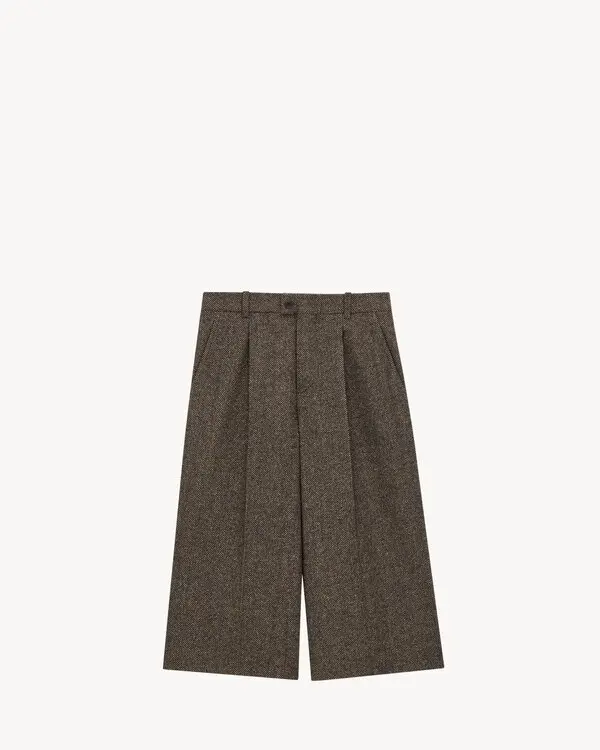 Saint Laurent Culottes In Herringbone Wool