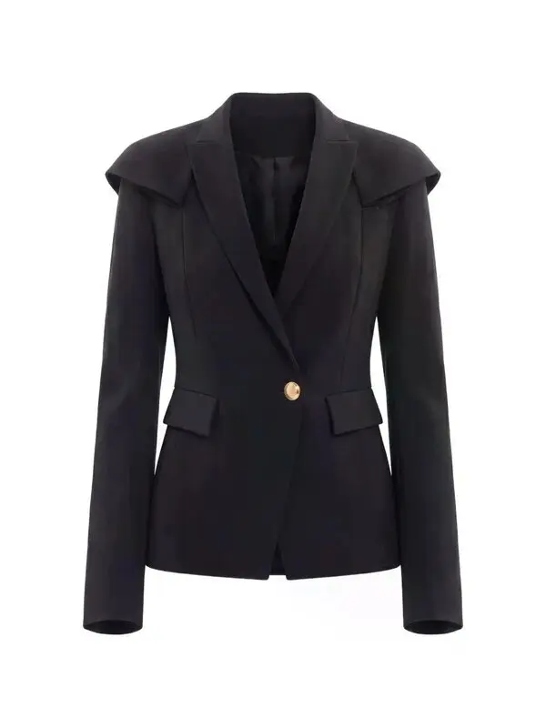 SAIID KOBEISY Ruffled Tailored Blazer - Black