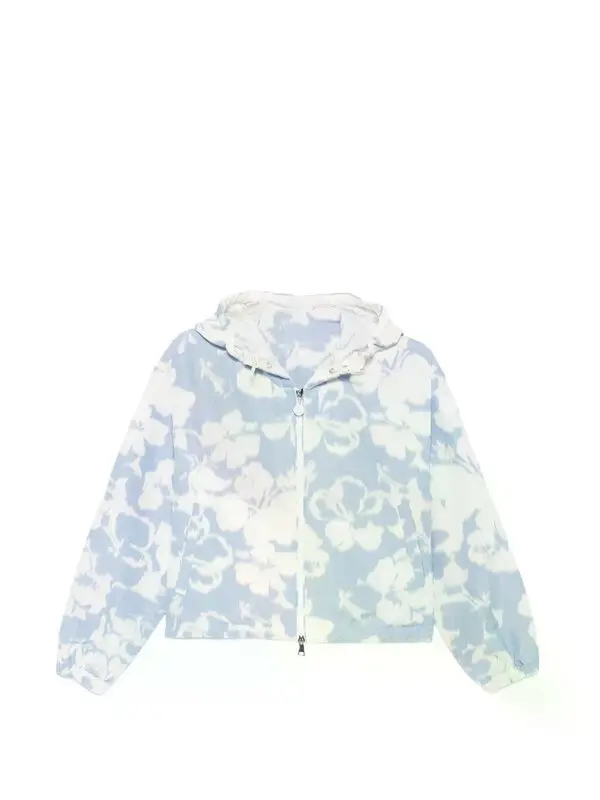 Moncler Floral Print Hooded Jacket - Blue