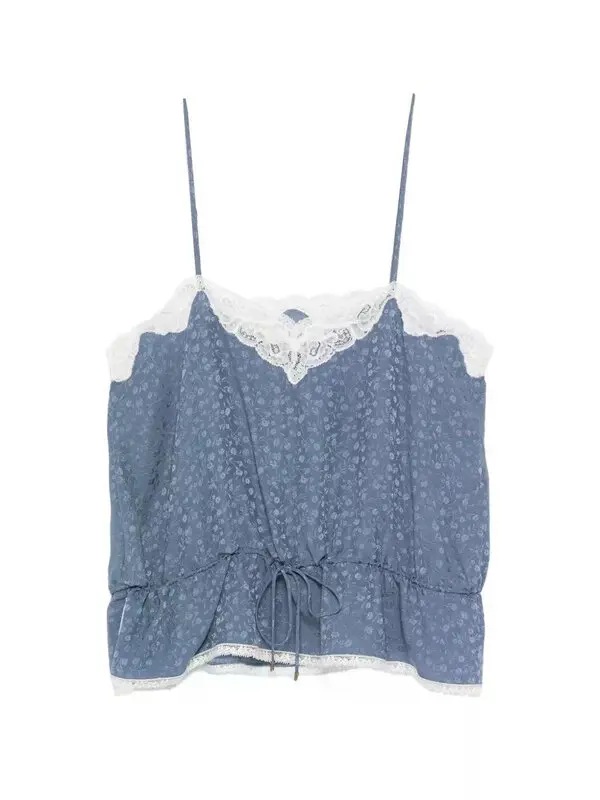 Chloé Lace-trimmed Silk Cami Top - Blue