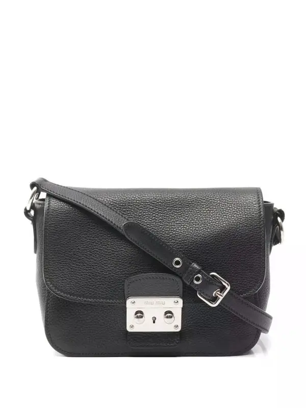 Miu Miu Grained Leather Shoulder Bag - Black