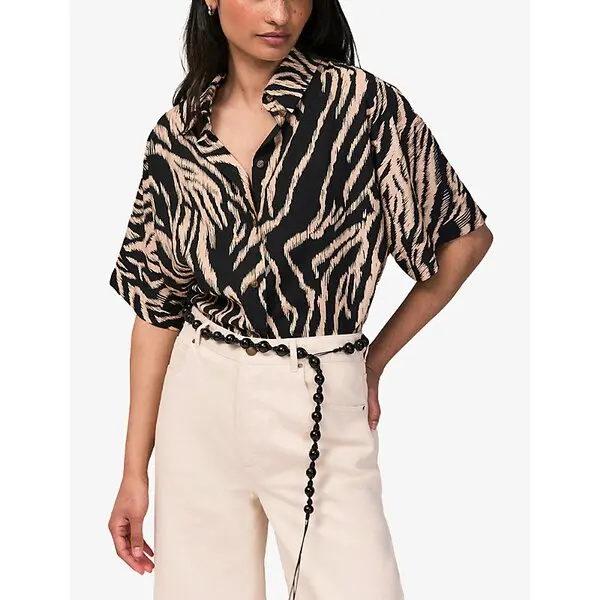 RO&ZO Zebra-print Short-sleeve Woven Shirt