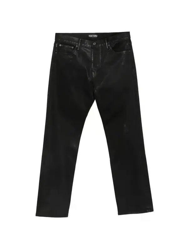 TOM FORD Coated Straight-leg Trousers - Black
