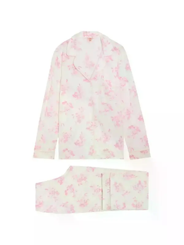 Eberjey Gisele Floral-print Piping-detail Set - Neutrals