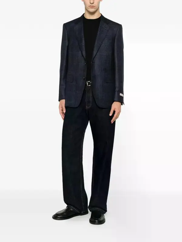 Canali Check-pattern Notched-lapel Blazer