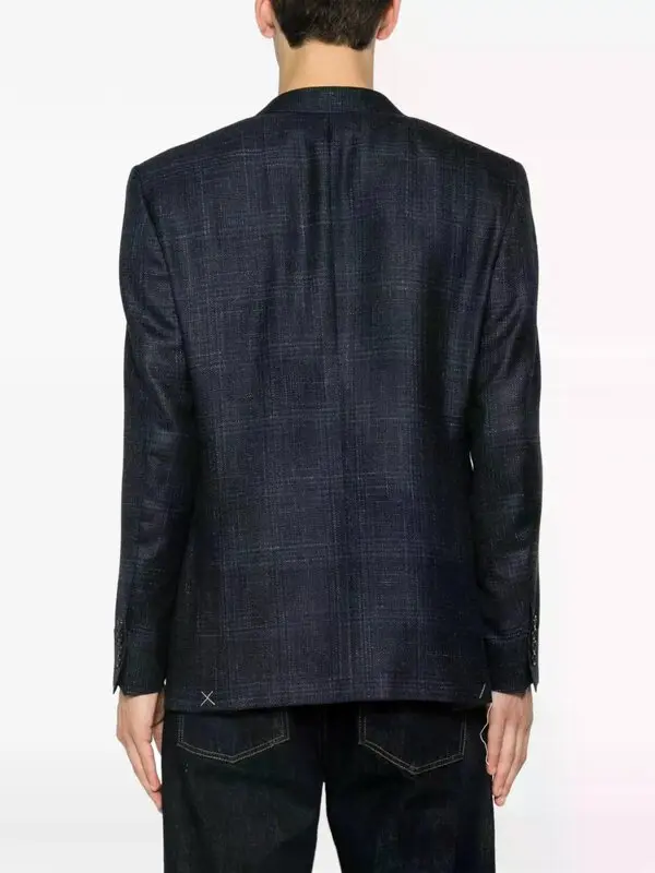 Canali Check-pattern Notched-lapel Blazer