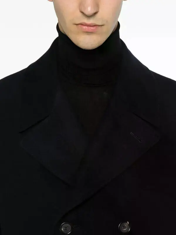 Canali Double-breasted Peacoat With Logo Detail