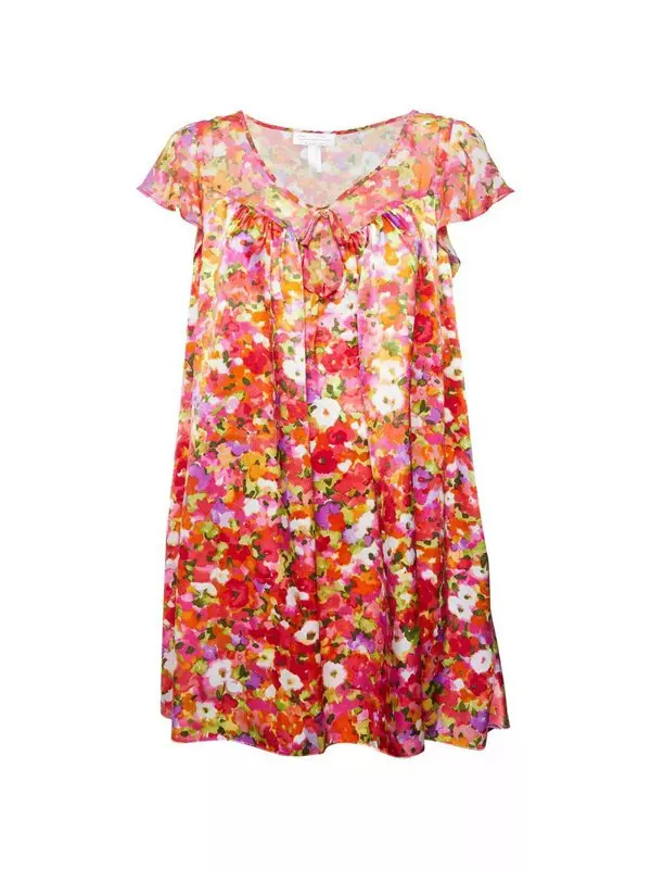 Oscar De La Renta Floral Print Satin Gown - Pink