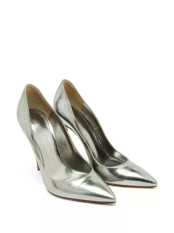 GIANVITO ROSSI Metallic Leather Pointed Toe Pumps