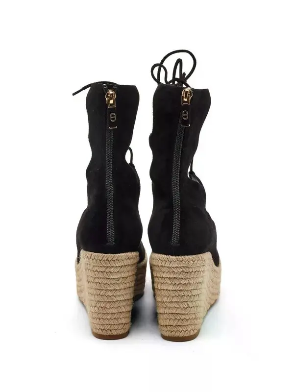 Dior Suede Lace-up Wedge Espadrille Sandals