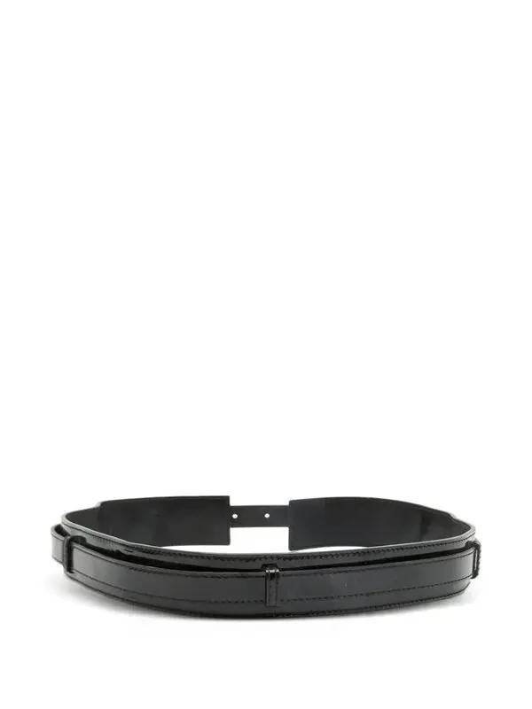 Burberry Dual Buckle Patent Leather Belt - Black