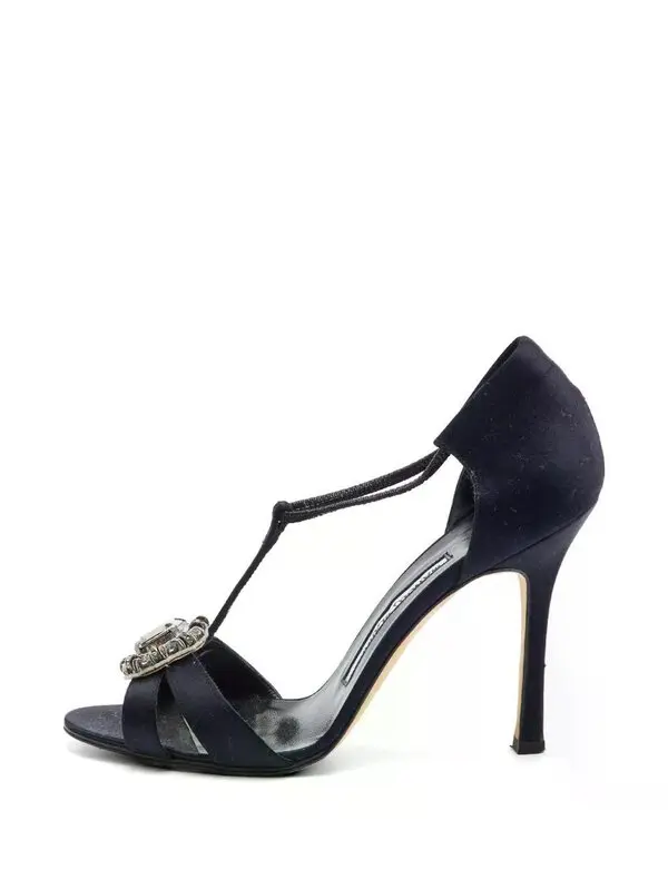 Manolo Blahnik Crystal Embellished Ankle Strap Sandals