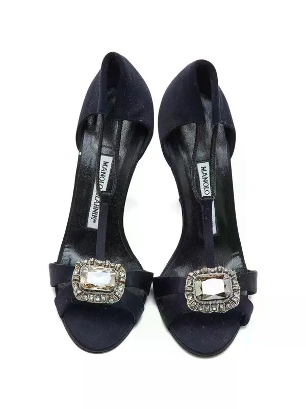 Manolo Blahnik Crystal Embellished Ankle Strap Sandals