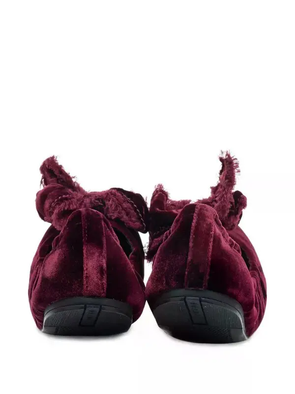 Prada Burgundy Bow Detail Ballet Flats
