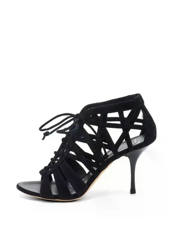 GIUSEPPE ZANOTTI Suede Cut-out Lace-up Stiletto Sandals - Black
