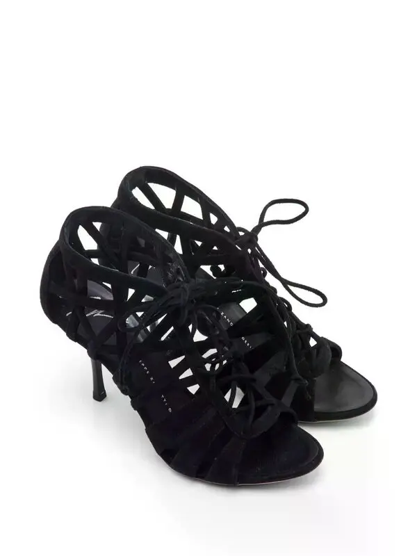 GIUSEPPE ZANOTTI Suede Cut-out Lace-up Stiletto Sandals