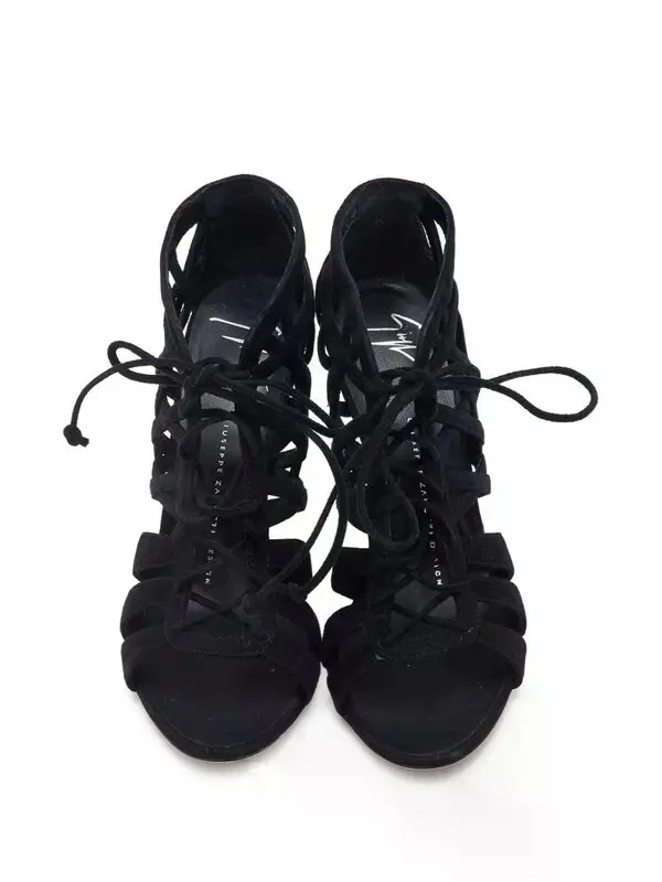 GIUSEPPE ZANOTTI Suede Cut-out Lace-up Stiletto Sandals