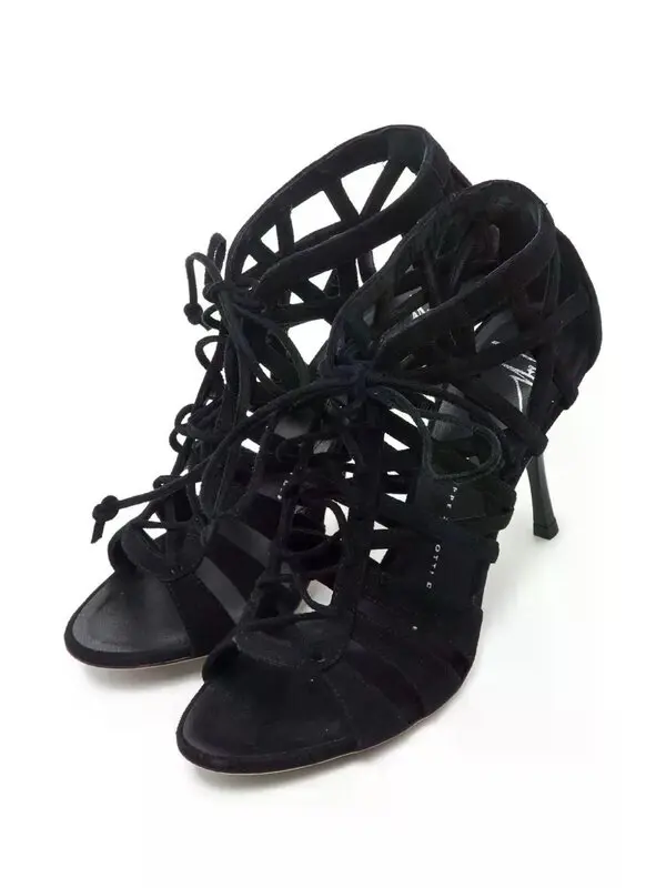 GIUSEPPE ZANOTTI Suede Cut-out Lace-up Stiletto Sandals