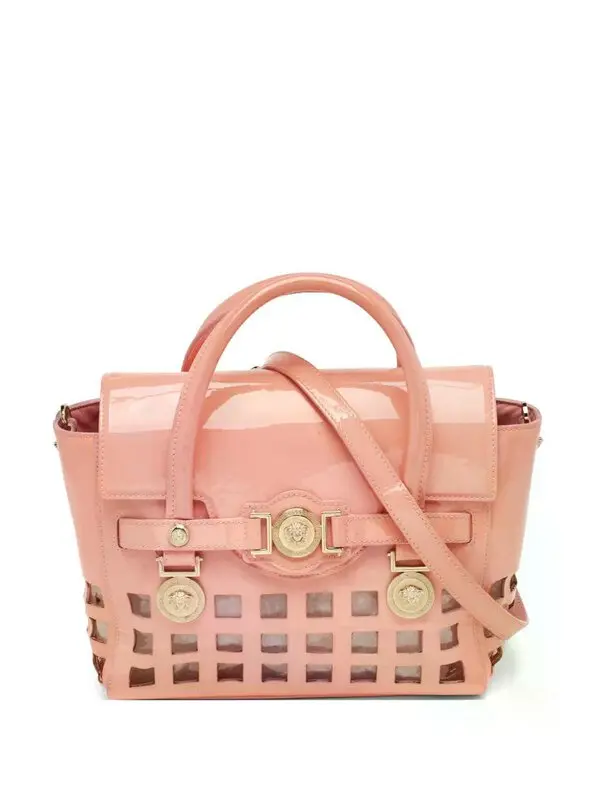 Versace Medusa Medallion Patent Leather Tote Bag - Pink