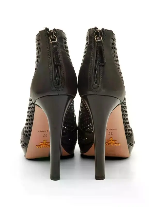 Prada Perforated Open-toe Ankle Boots