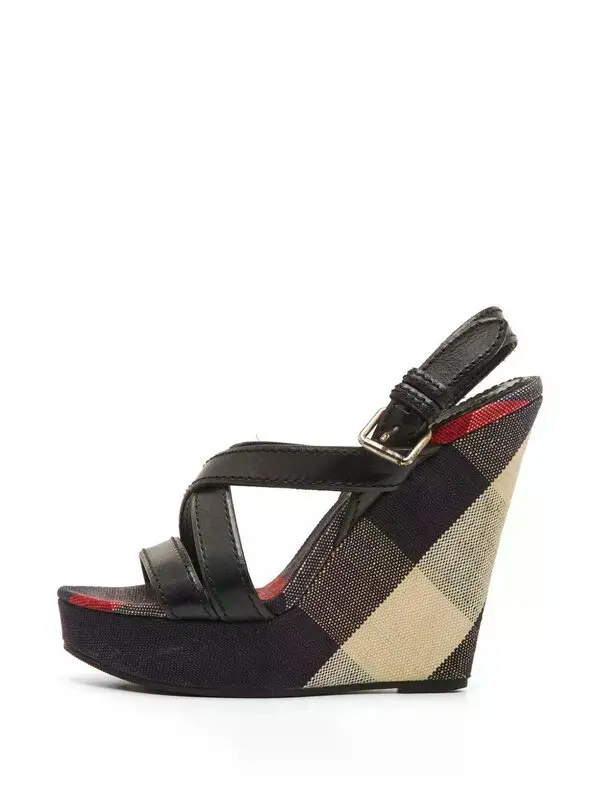 Burberry Nova Check Platform Sandals - Black