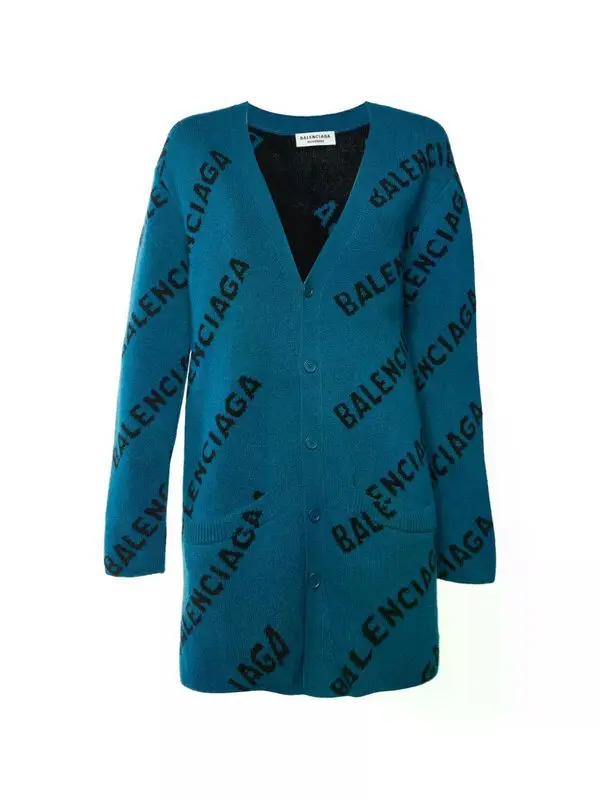 Balenciaga All-over Logo Knitted Cardigan