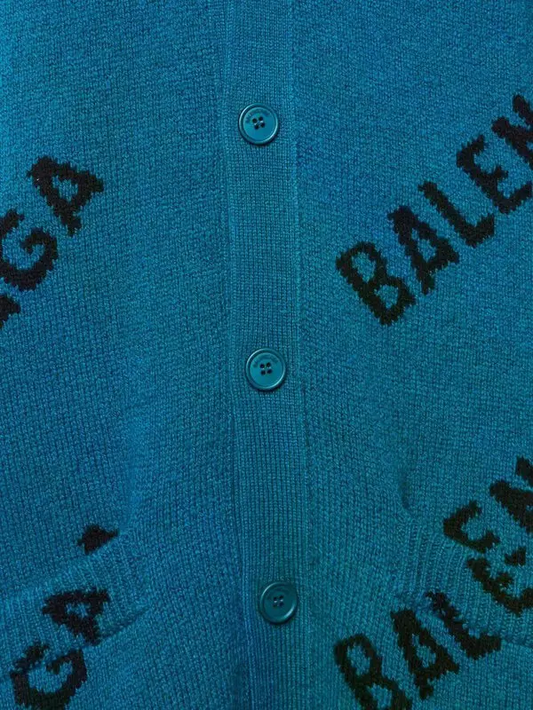 Balenciaga All-over Logo Knitted Cardigan