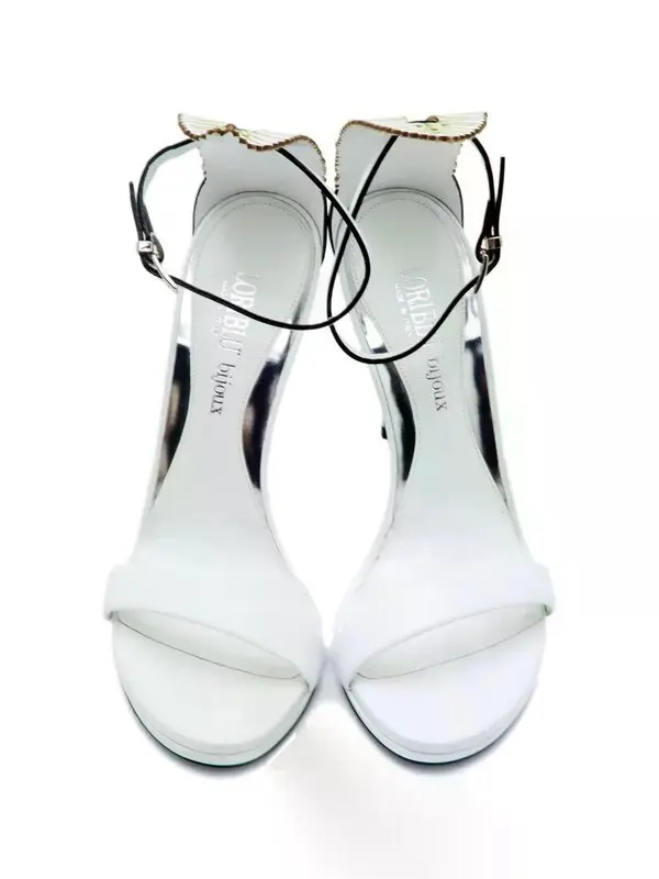LORIBLU Crystal-embellished Leaf-motif Stiletto Sandals