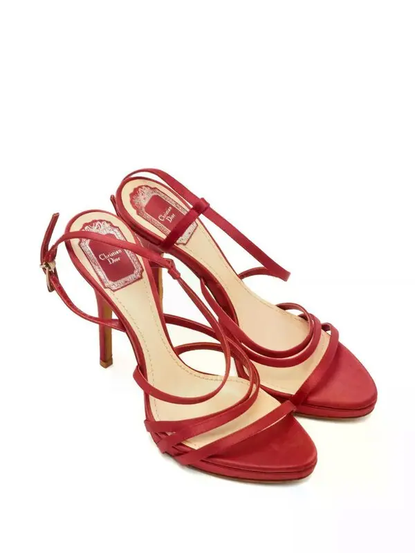Dior Satin Strappy Slingback Sandals - Red