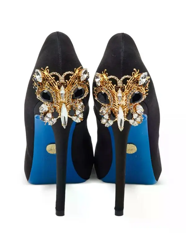 LORIBLU Butterfly Crystal Embellished Pumps